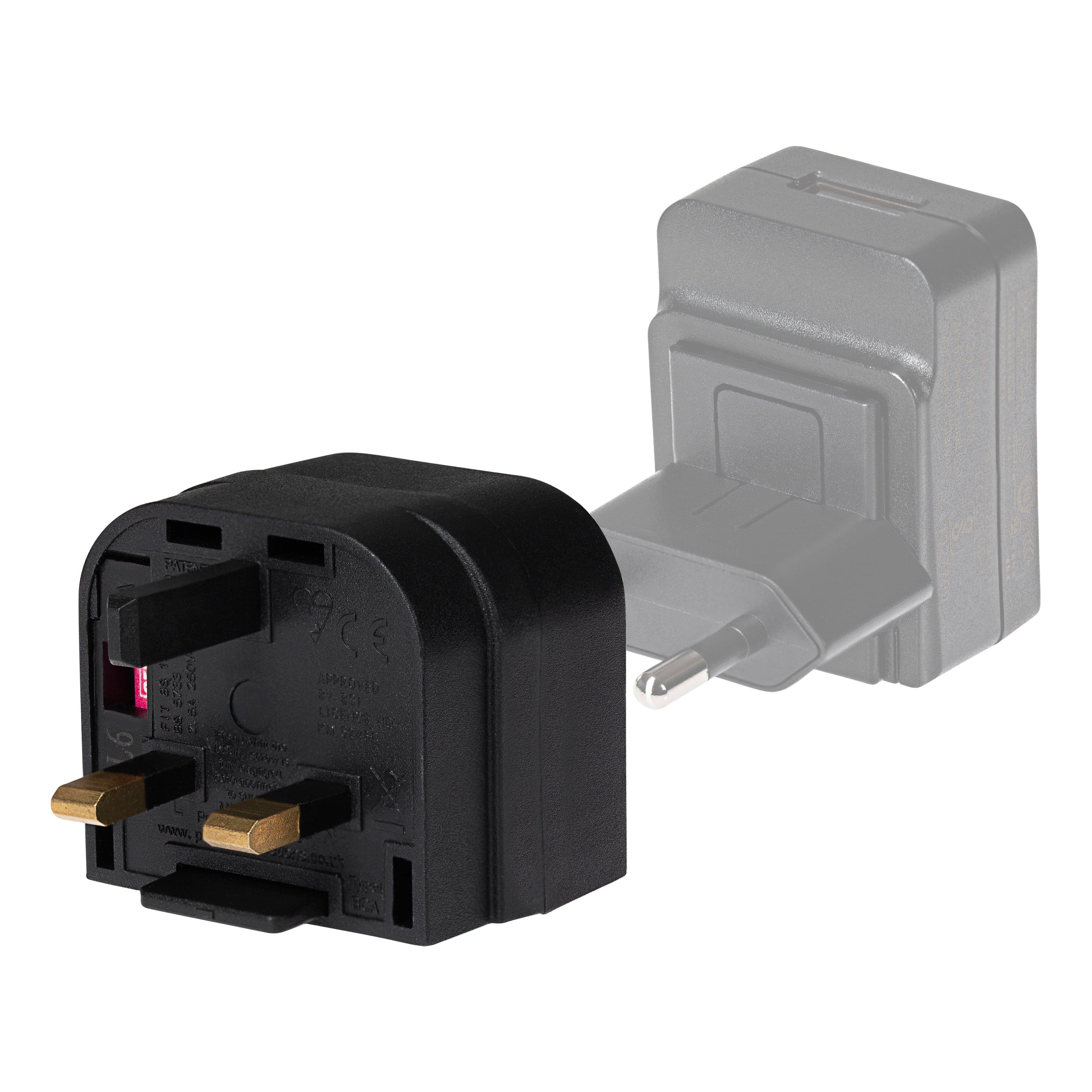 Maplin EU 2 Pin Mains Plug to UK 3 Pin Mains Plug Converter with 3 Amp ...