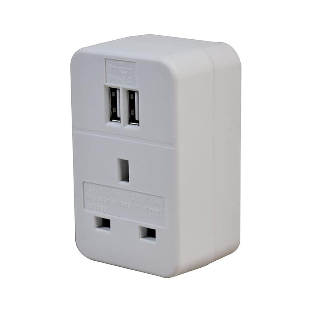 Maplin UK to US Travel Adapter Plug with 2x USB-A - White | PC & Mobile ...