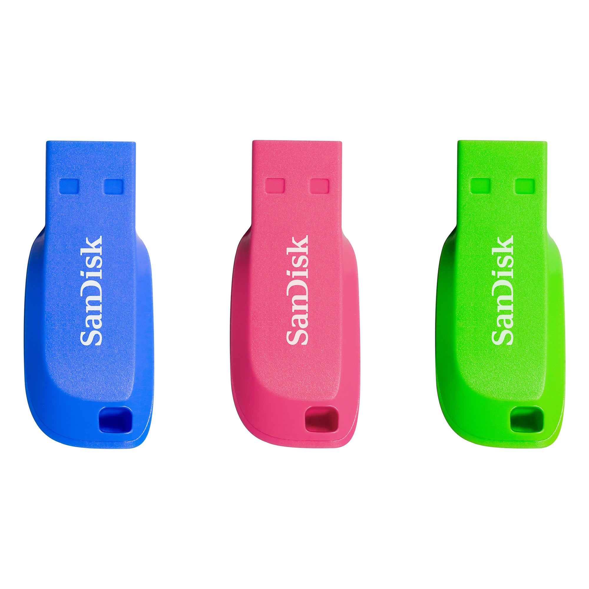SanDisk 16GB Cruzer Blade USB 2.0 Flash Drive 3 Pack - Blue, Green & P ...