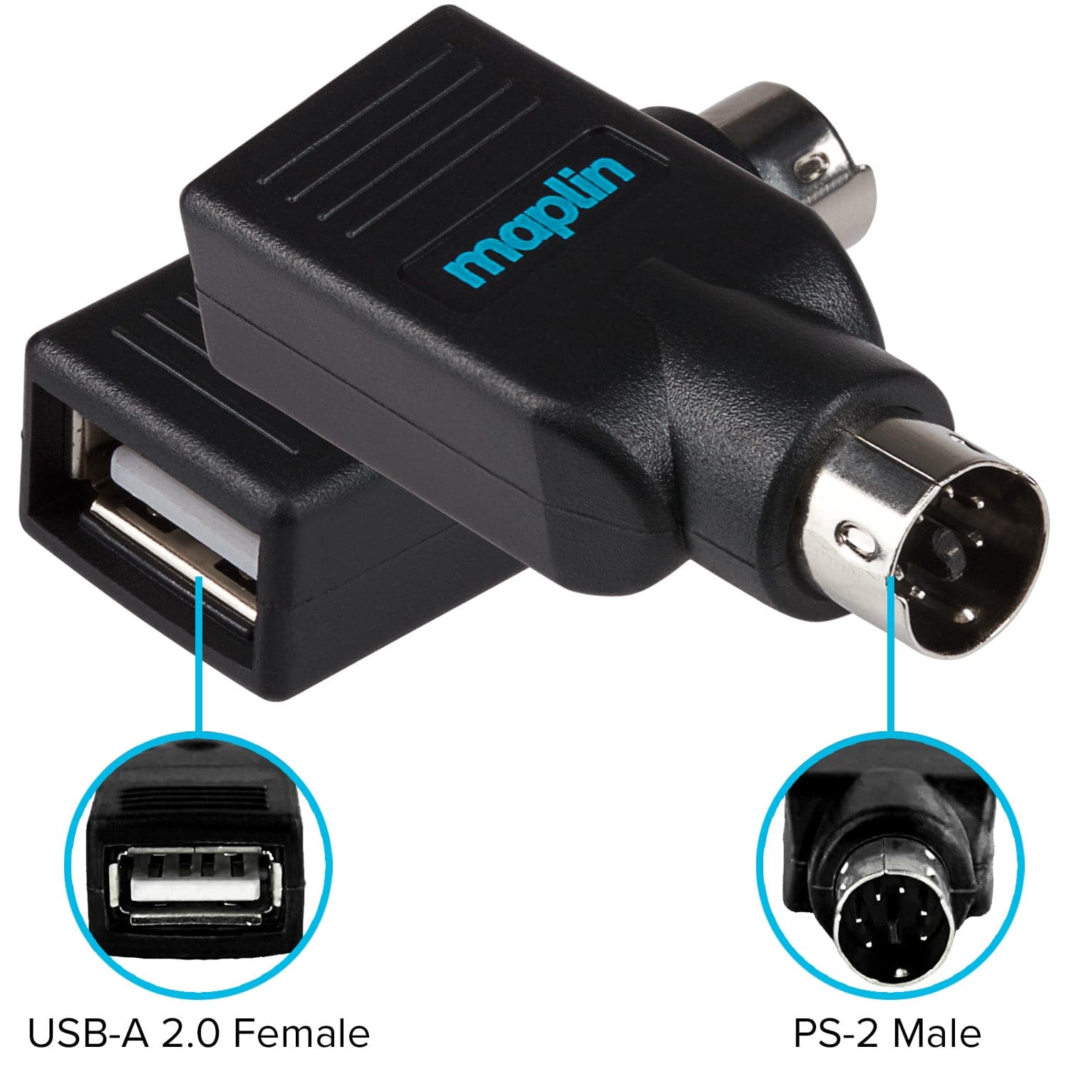 Maplin Premium PS/2 Male to USB-A 2.0 Female Adapter - Black | PC ...