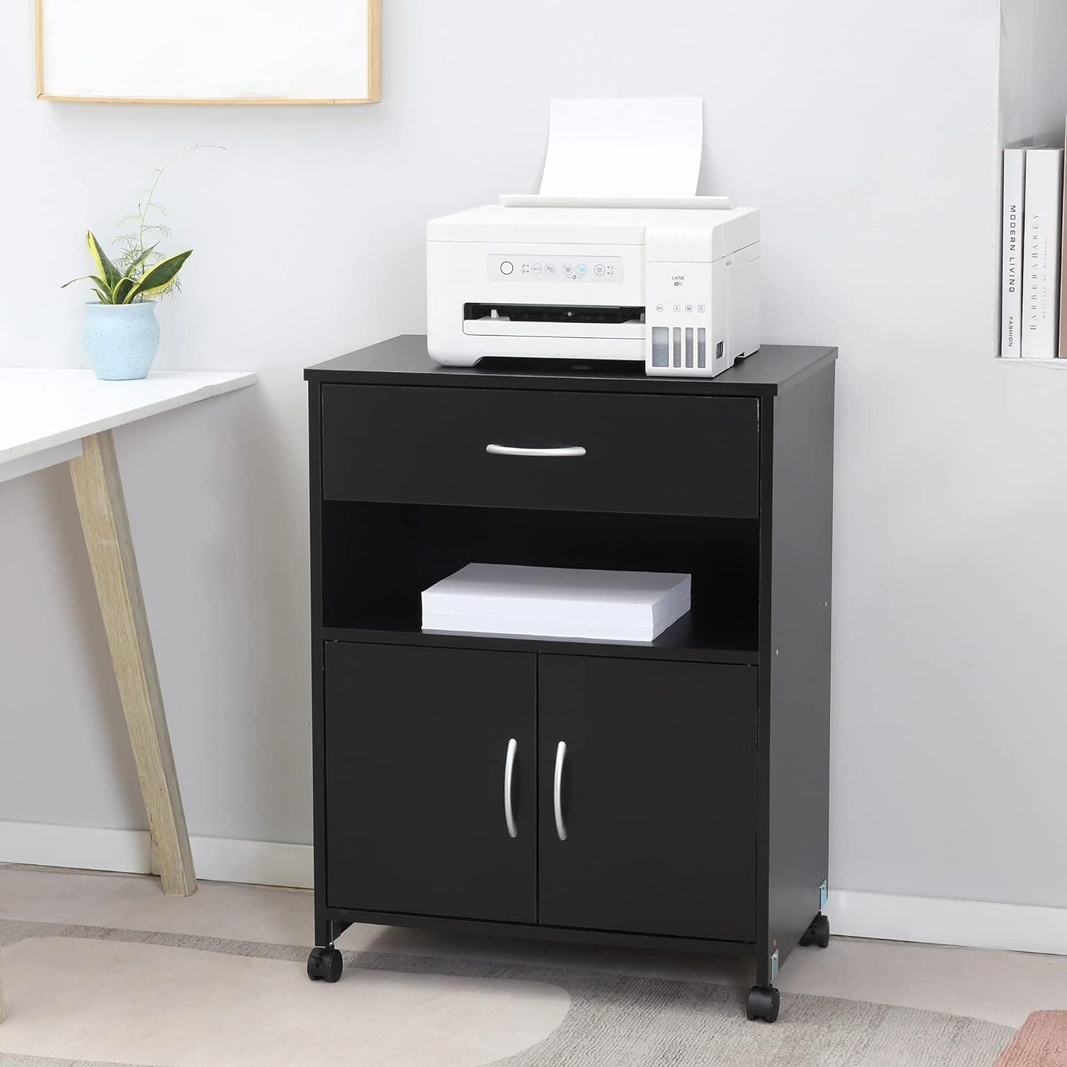 ProperAV Extra Mobile Printer Stand Storage Cabinet Black Furniture Storage Maplin Electronics