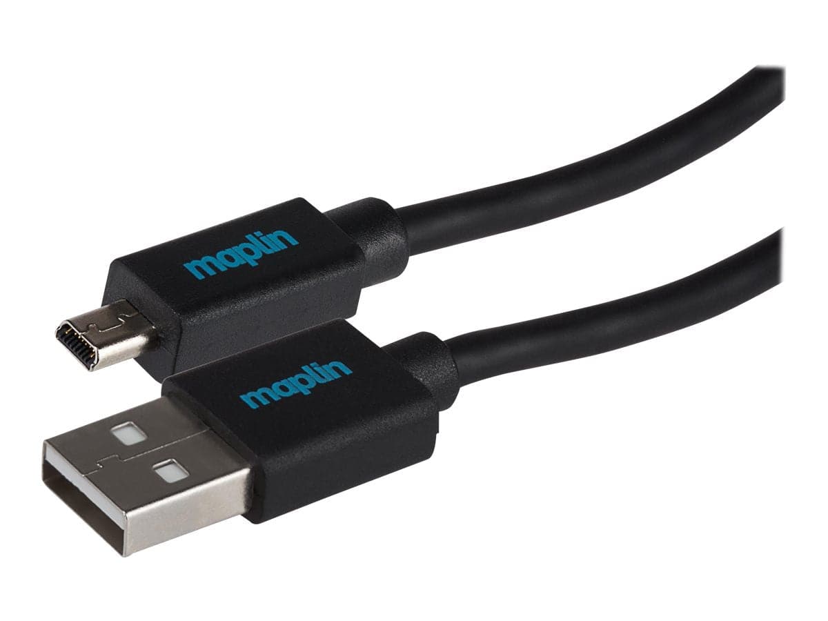 Maplin USB-A to 8-Pin Mini USB Cable - Data and Photo Transfer Black ...