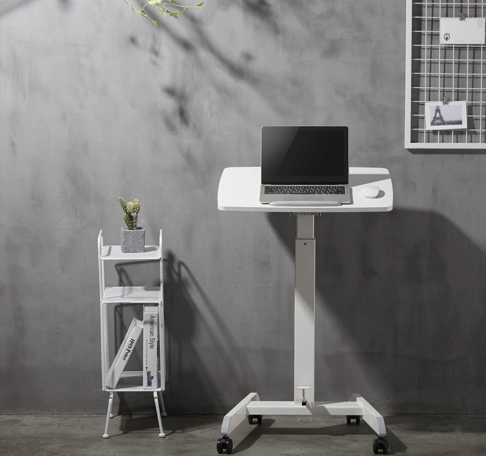 ProperAV Mobile Desk Trolley Workstation with Gas Spring Height Adjust ...