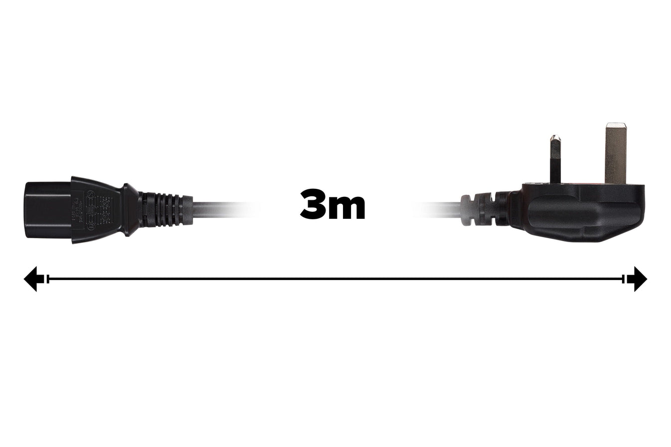 Maplin Power Lead IEC C13 Female Plug to UK 3 Pin Mains Plug - 3m, 13 ...