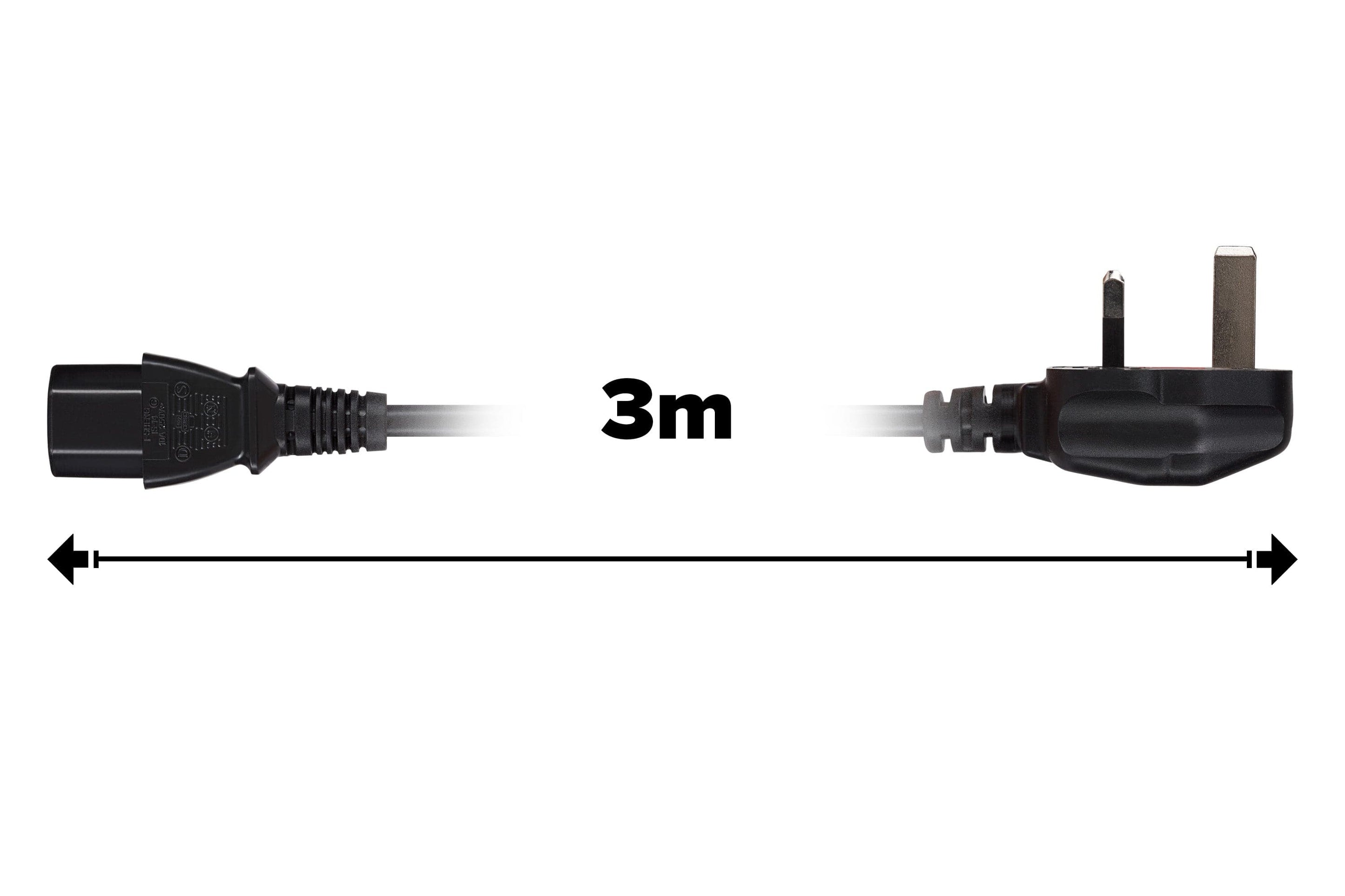 Maplin Power Lead IEC C13 Female Plug to UK 3 Pin Mains Plug - 3m, 13 ...